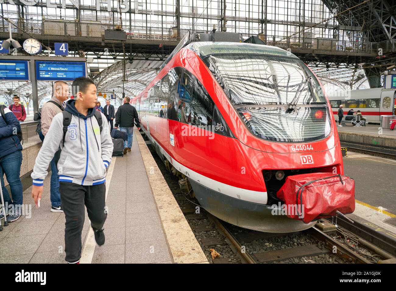 COLOGNE, GERMANY - CIRCA OCTOBER, 2018: a train seen on platrform at ...