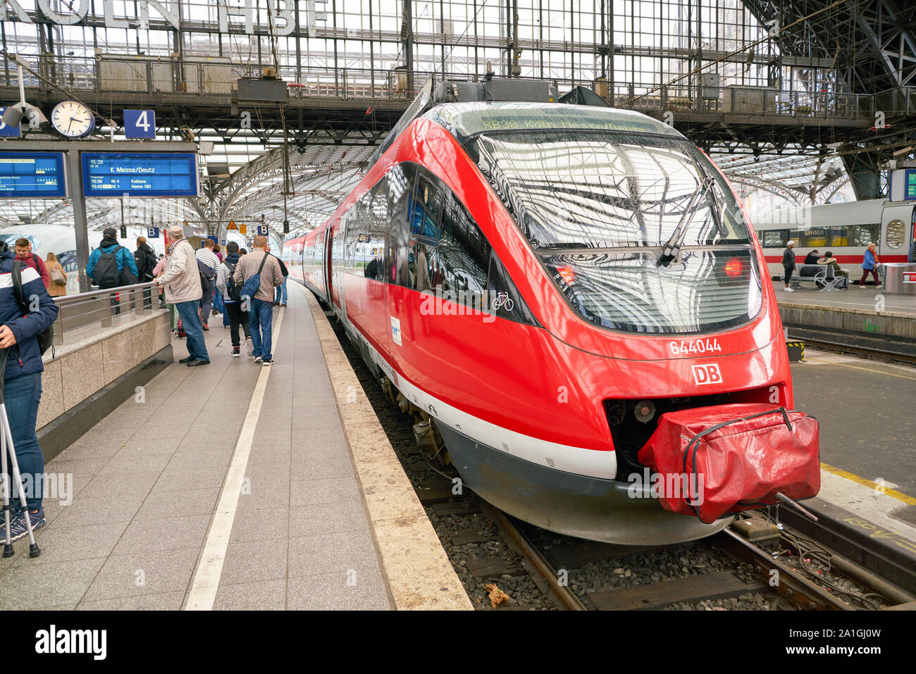 COLOGNE, GERMANY - CIRCA OCTOBER, 2018: a train seen on platrform at ...