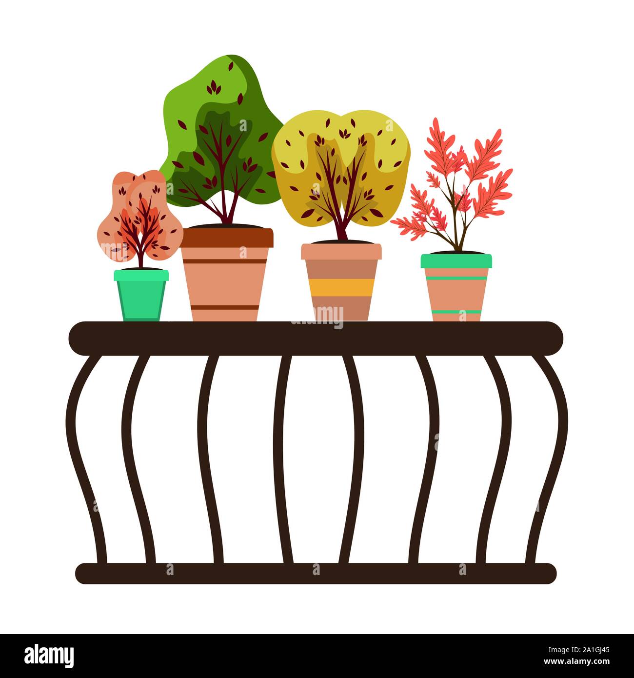 autumn plants in ceramic pots and balcony Stock Vector Image & Art - Alamy