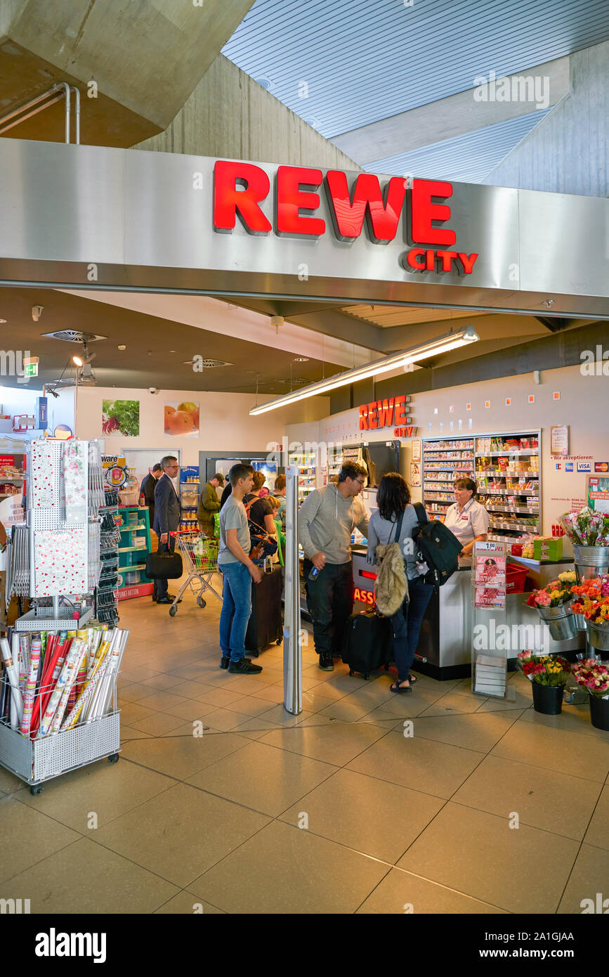 COLOGNE, GERMANY - CIRCA OCTOBER, 2018: entrance to a REWE City ...