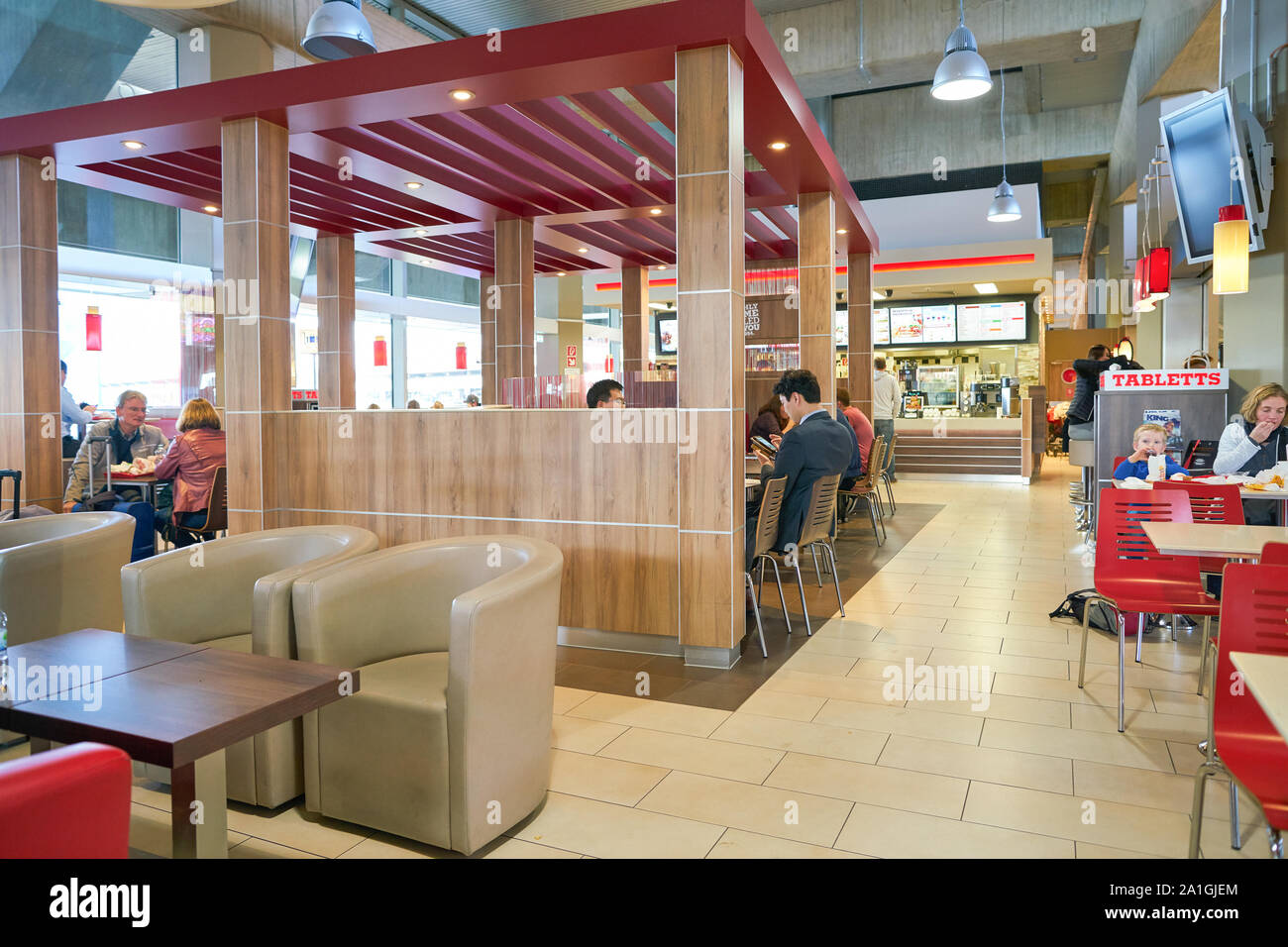 COLOGNE, GERMANY - CIRCA OCTOBER, 2018: interior shot of Burger King at ...