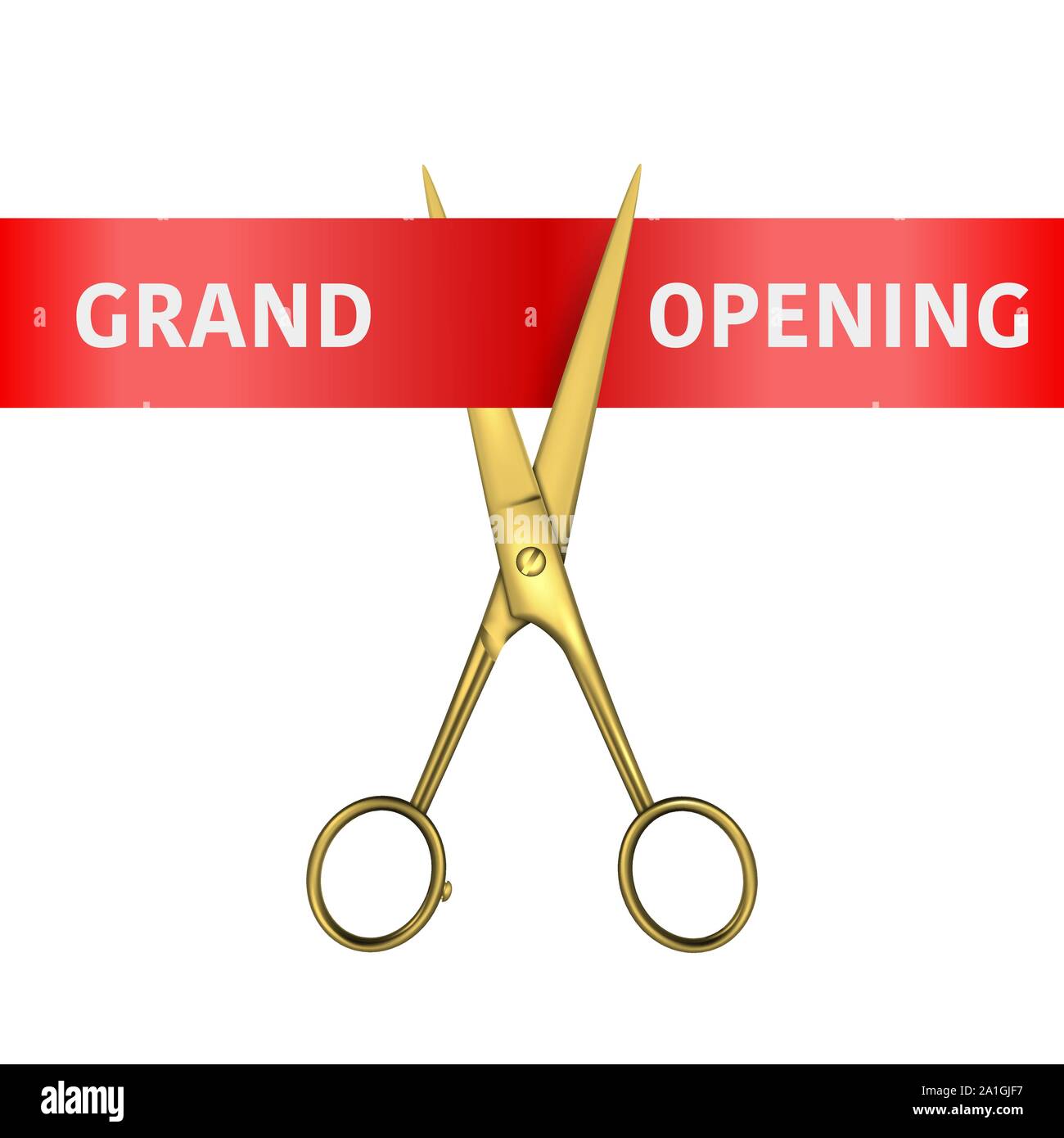 Grand Opening Banner. Vector 3d Realistic Golden Metal Scissors utting ...