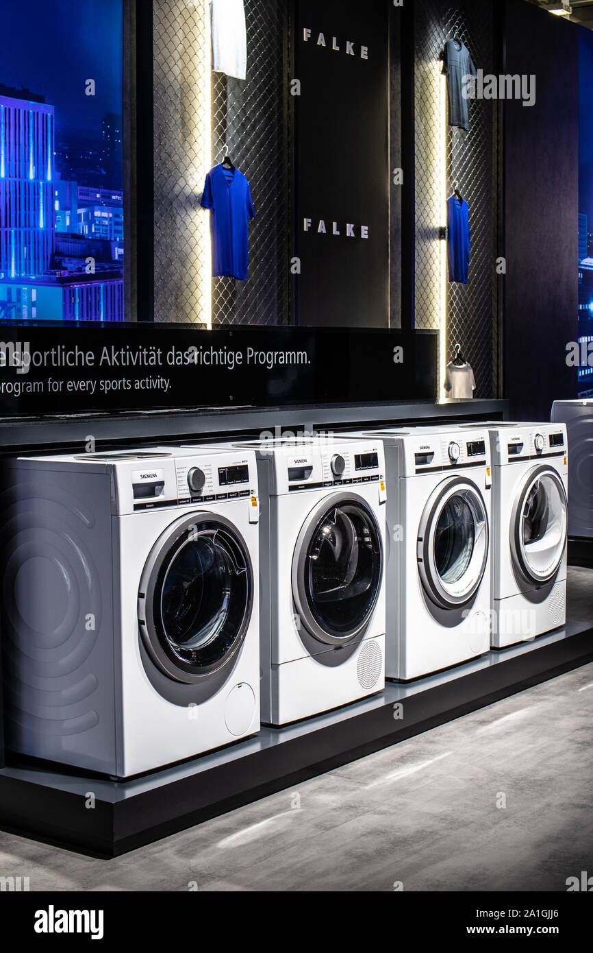 Berlin, Germany, Sep 2019, Siemens washing machine tumble dryer on ...