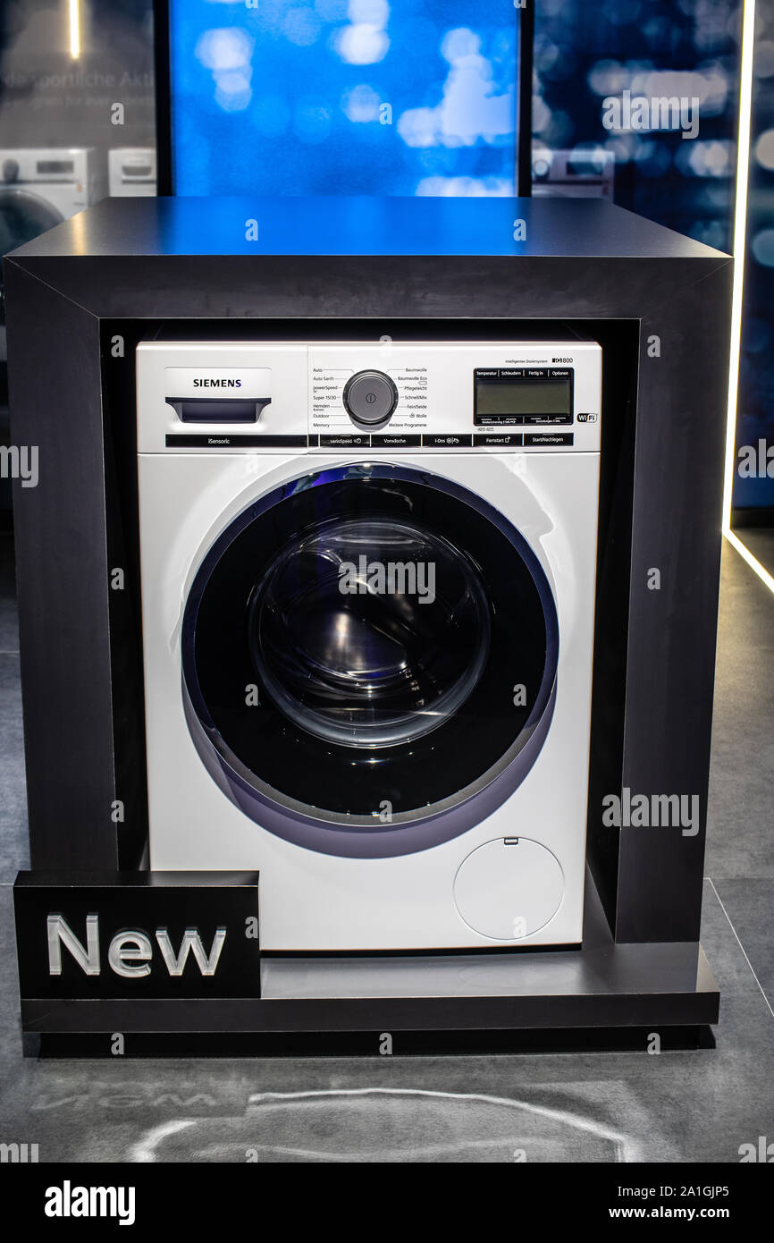 Berlin, Germany, Sep 2019, Siemens washing machine tumble dryer on ...
