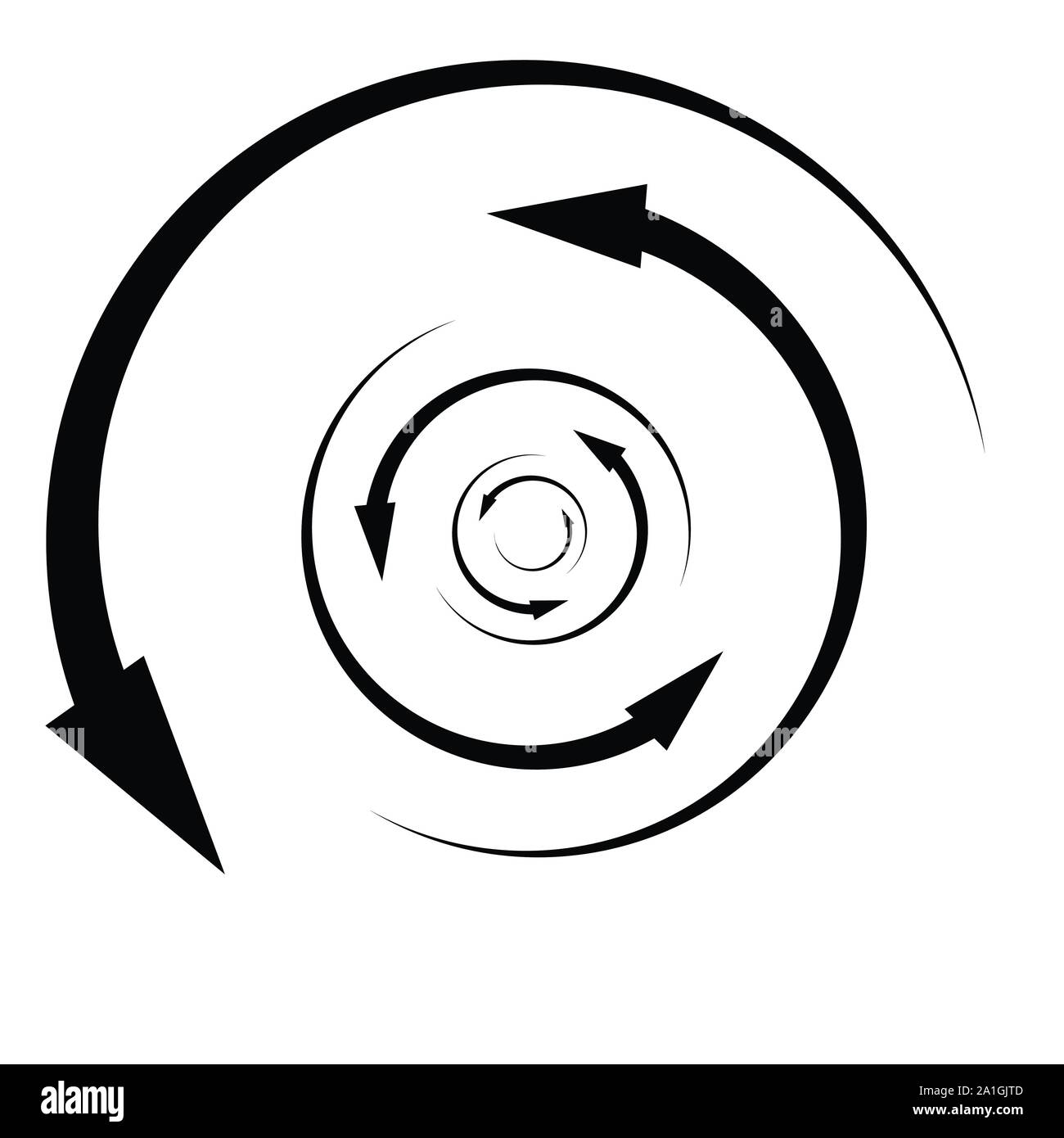 Rotation, revolve, torsion concept circular arrow illustration. radial ...