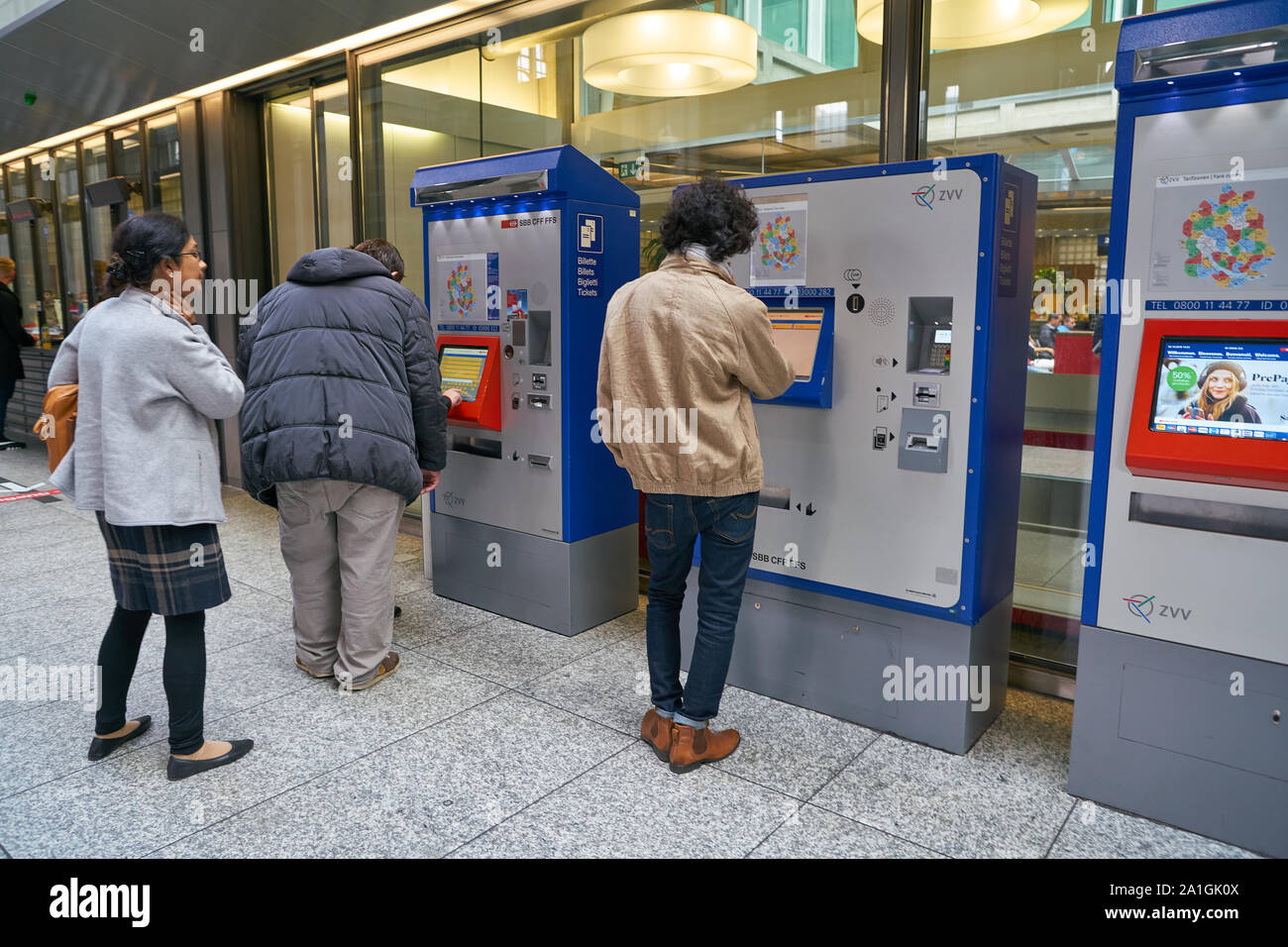 ZURICH, SWITZERLAND - CIRCA OCTOBER, 2018: self-service train ticket ...