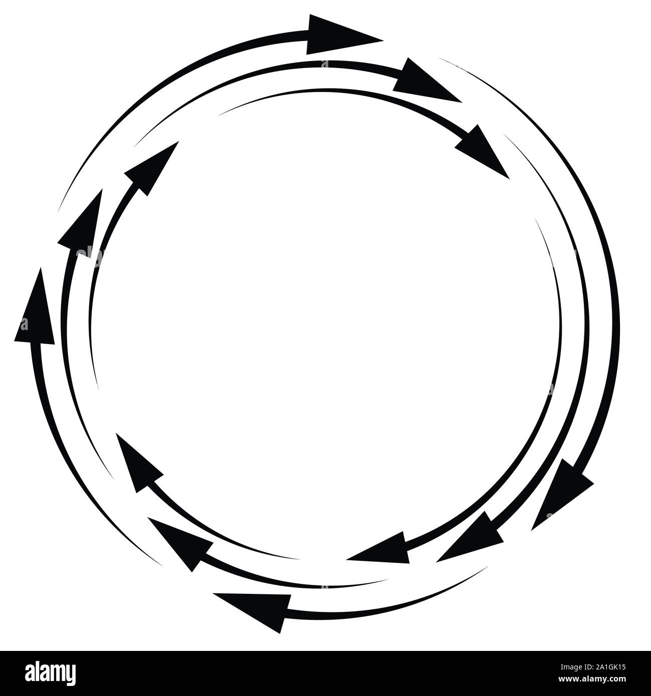 Rotation, revolve, torsion concept circular arrow illustration. radial ...