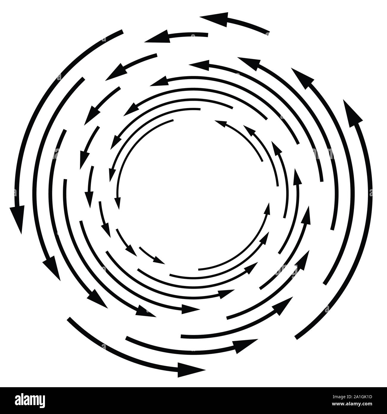 Rotation, revolve, torsion concept circular arrow illustration. radial ...