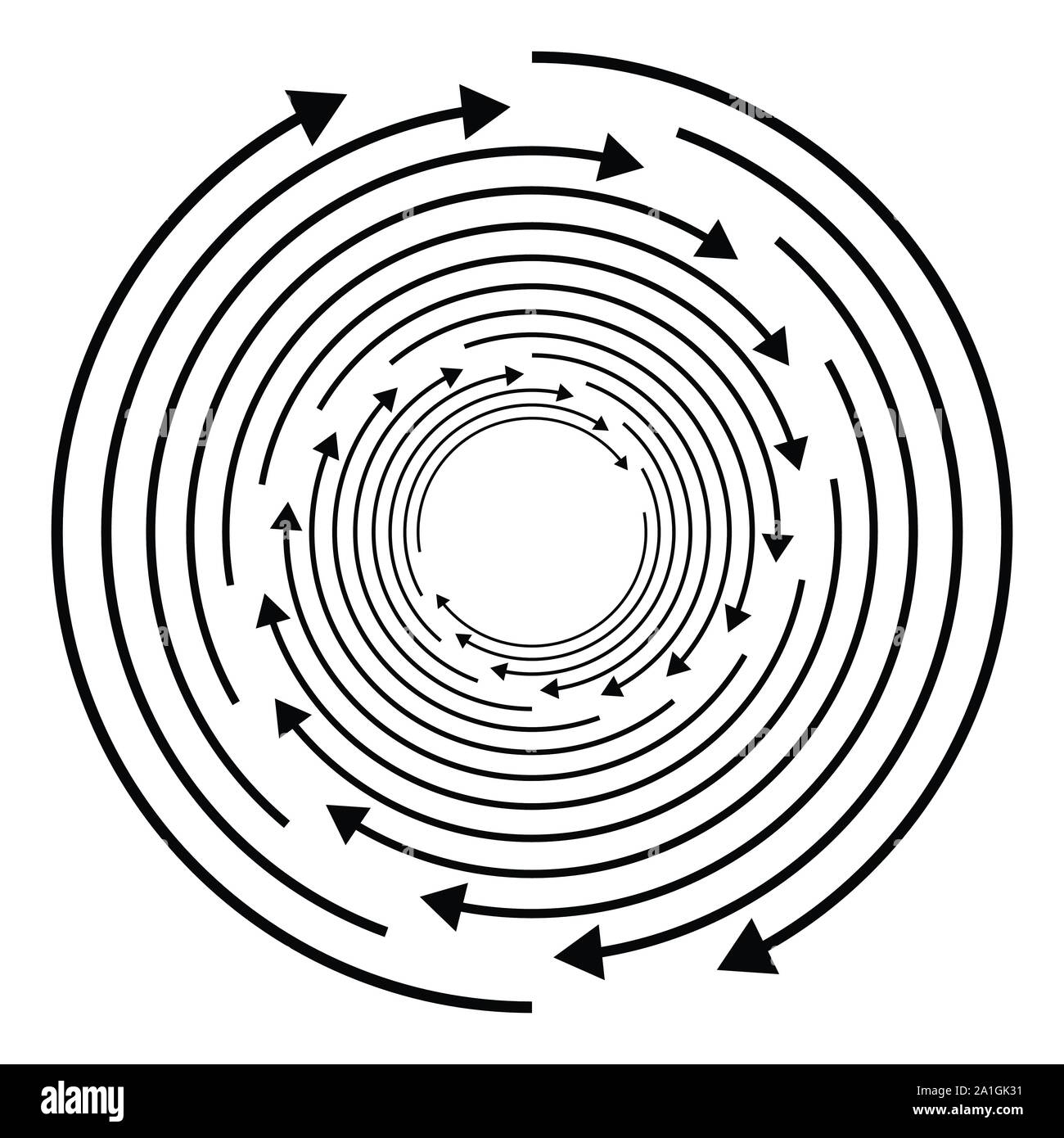 Rotation, revolve, torsion concept circular arrow illustration. radial ...