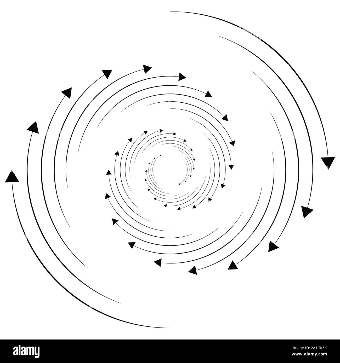 Rotation, revolve, torsion concept circular arrow illustration. radial ...