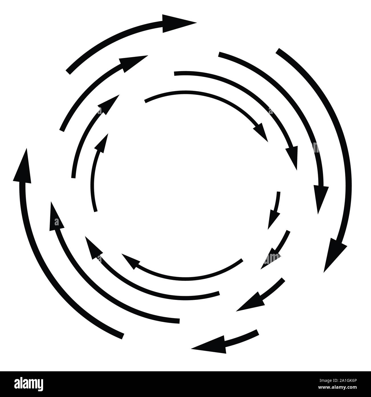 Rotation, revolve, torsion concept circular arrow illustration. radial ...