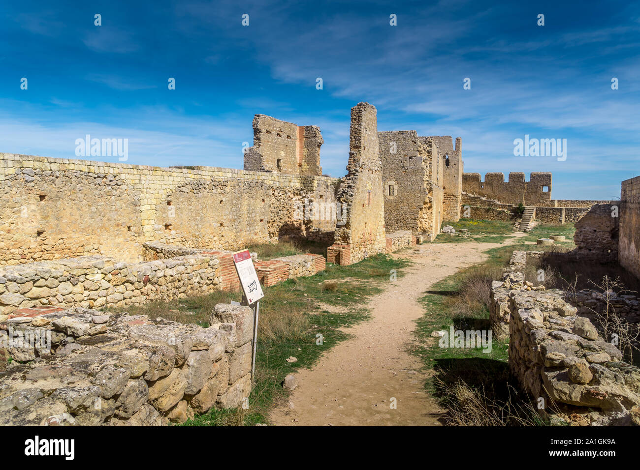 Aerial panorama of Gormaz castle in Soria Spain above the Duero river ...