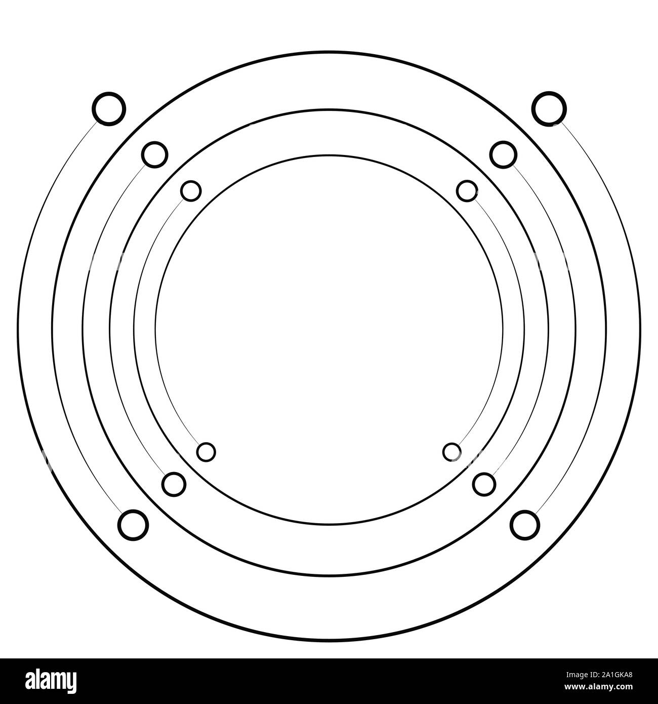 Plexus, wire-frame radial circles with nodes. Geometric spiral for ...