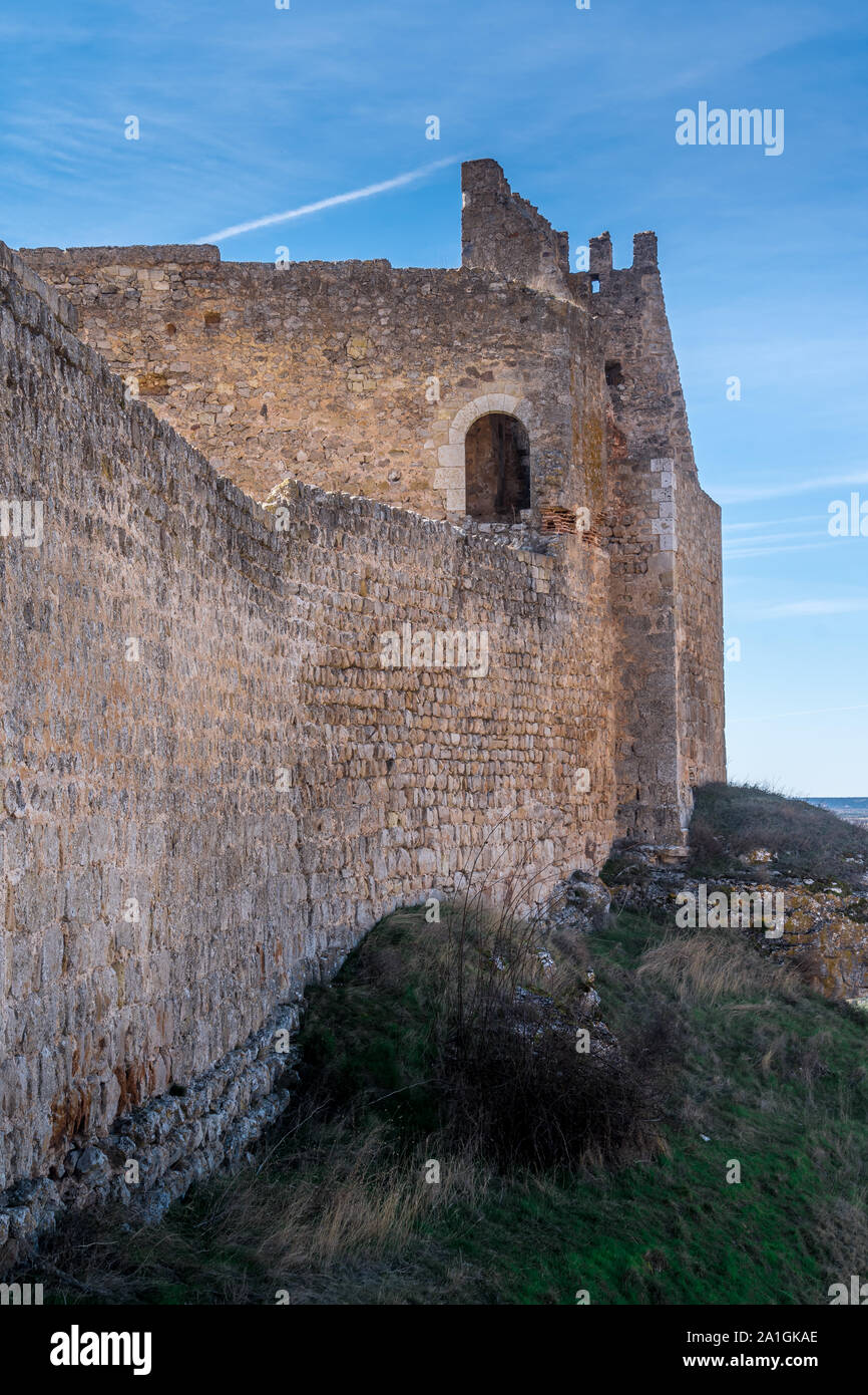 Aerial panorama of Gormaz castle in Soria Spain above the Duero river ...
