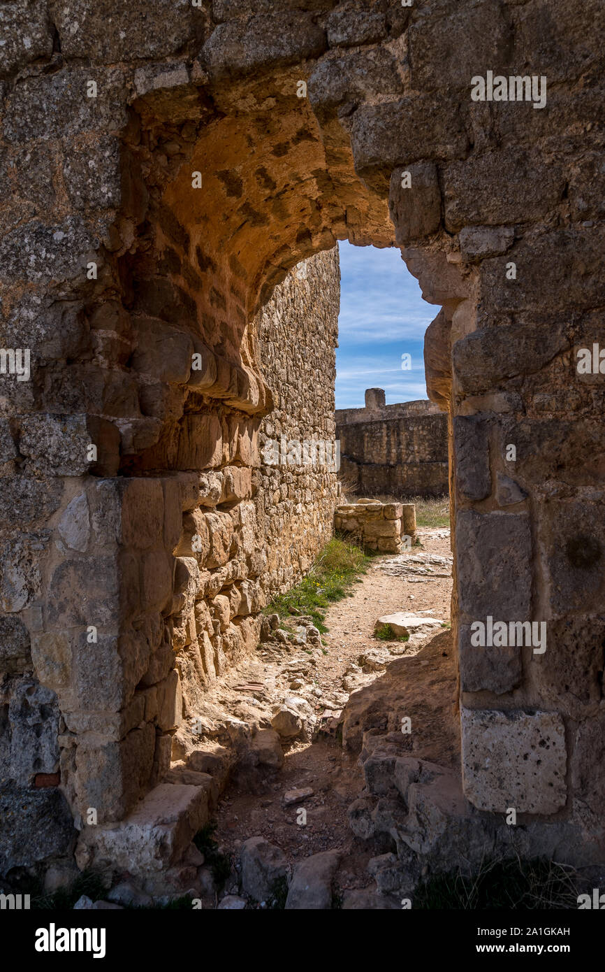 Aerial panorama of Gormaz castle in Soria Spain above the Duero river ...