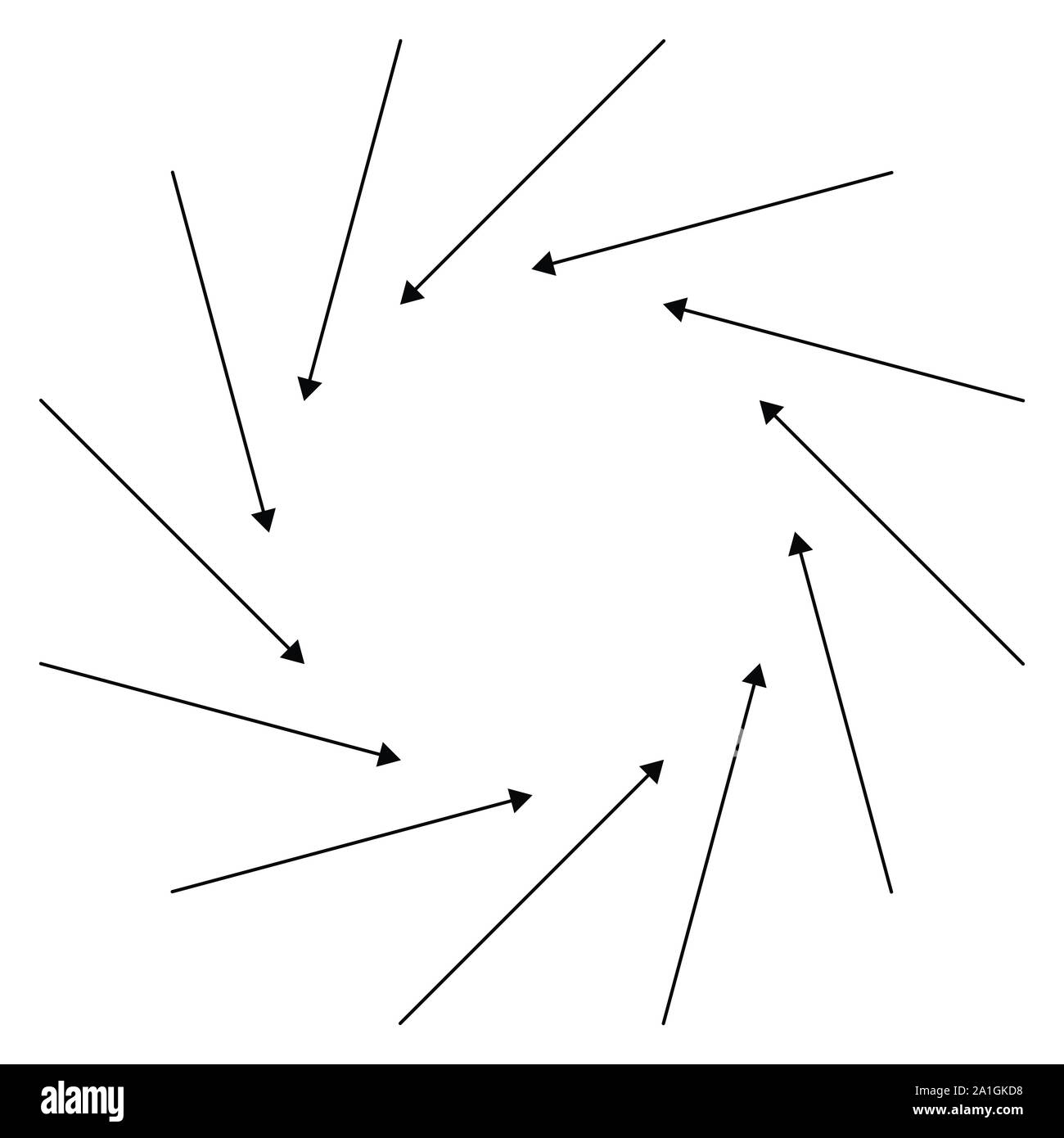 Rotate circular, radial arrows for cycle, iteration concepts. Concentric pointers for process ...