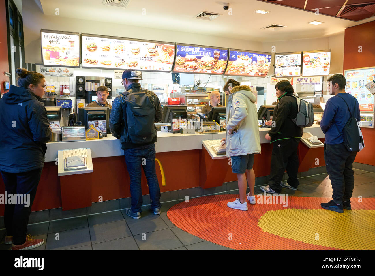 COLOGNE, GERMANY - CIRCA SEPTEMBER, 2018: counter service at a McDonald ...