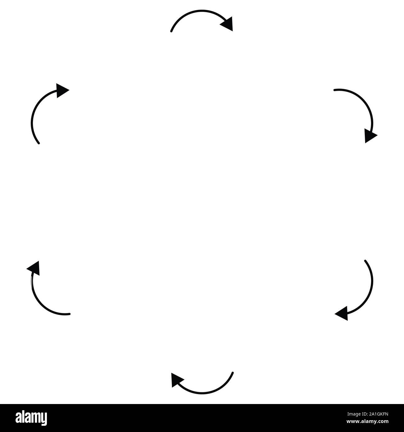 Rotate circular, radial arrows for cycle, iteration concepts. Concentric pointers for process ...