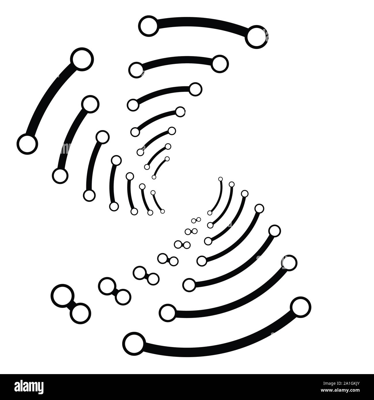 Plexus, wire-frame radial circles with nodes. Geometric spiral for ...