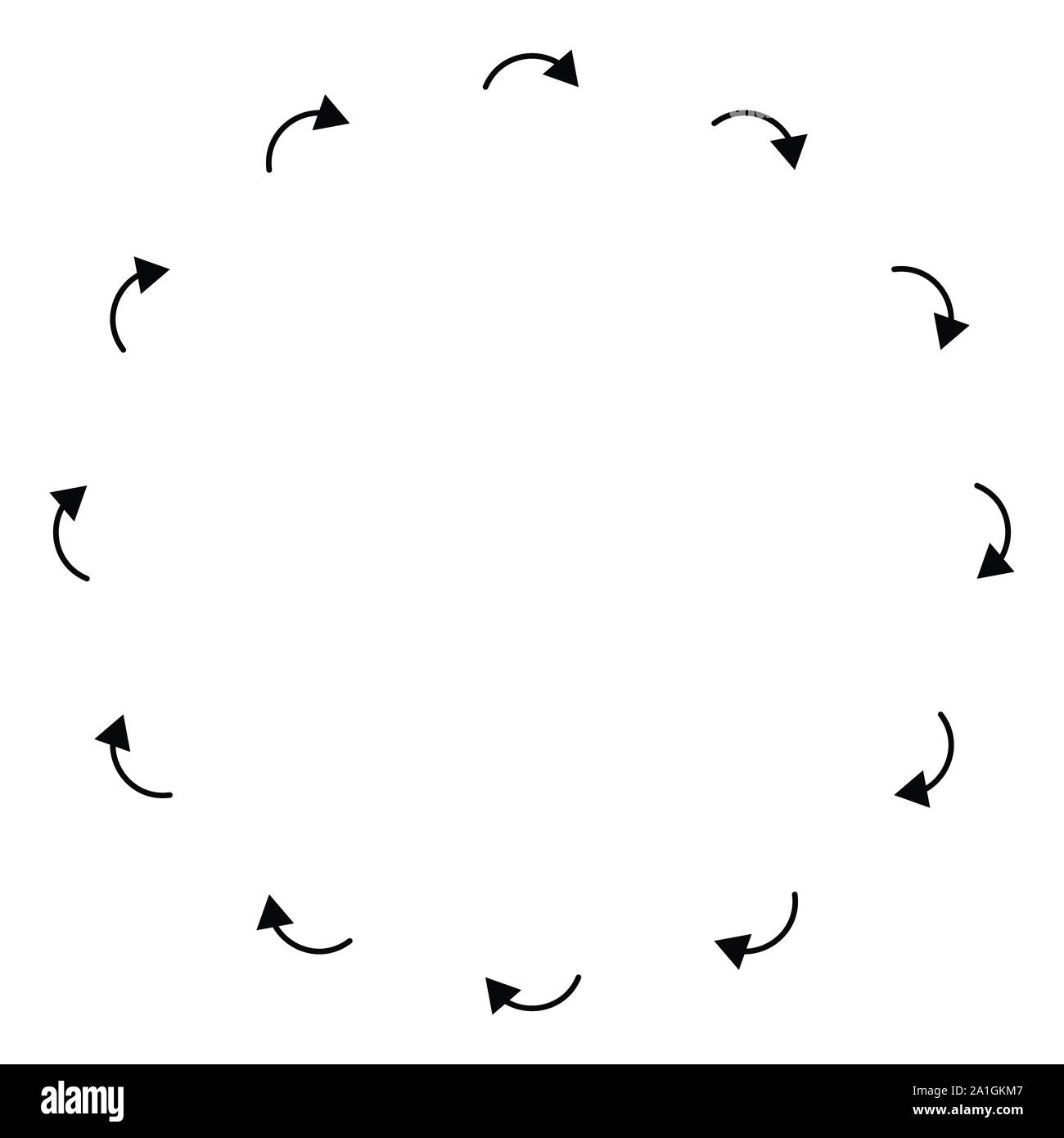 Rotate circular, radial arrows for cycle, iteration concepts. Concentric pointers for process ...