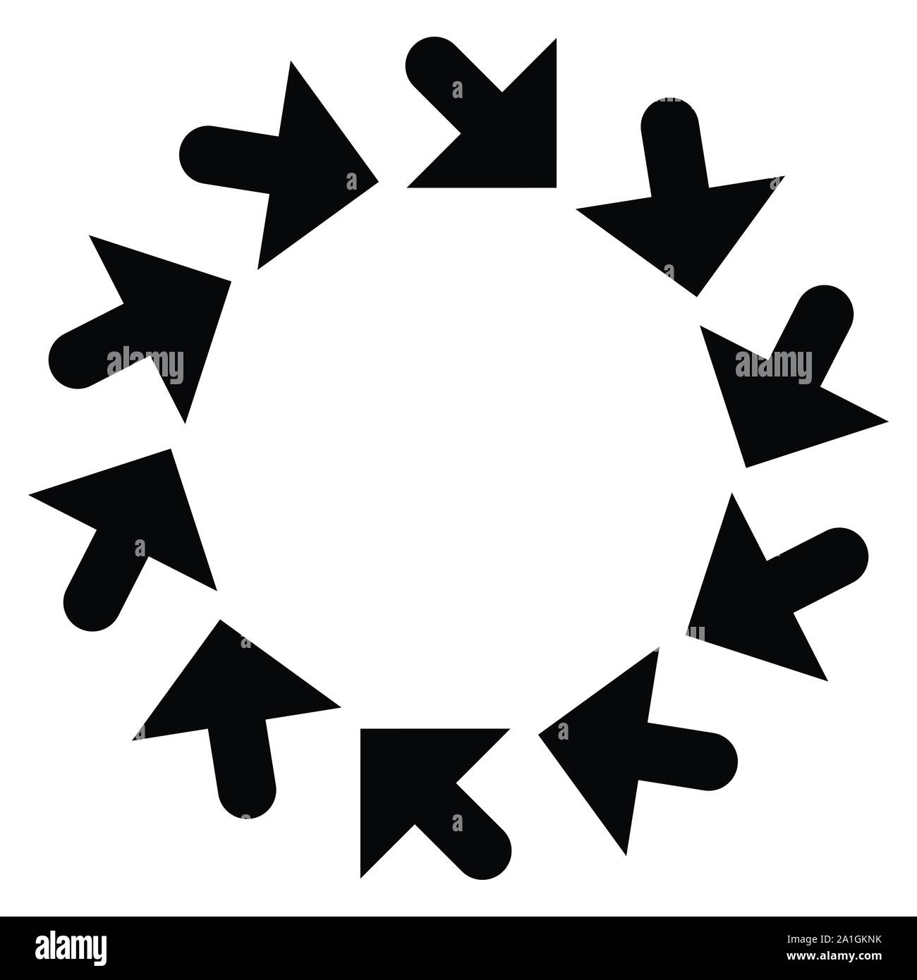 Radial, circular arrow for swirl, twirl, turn concepts. Concentric ...