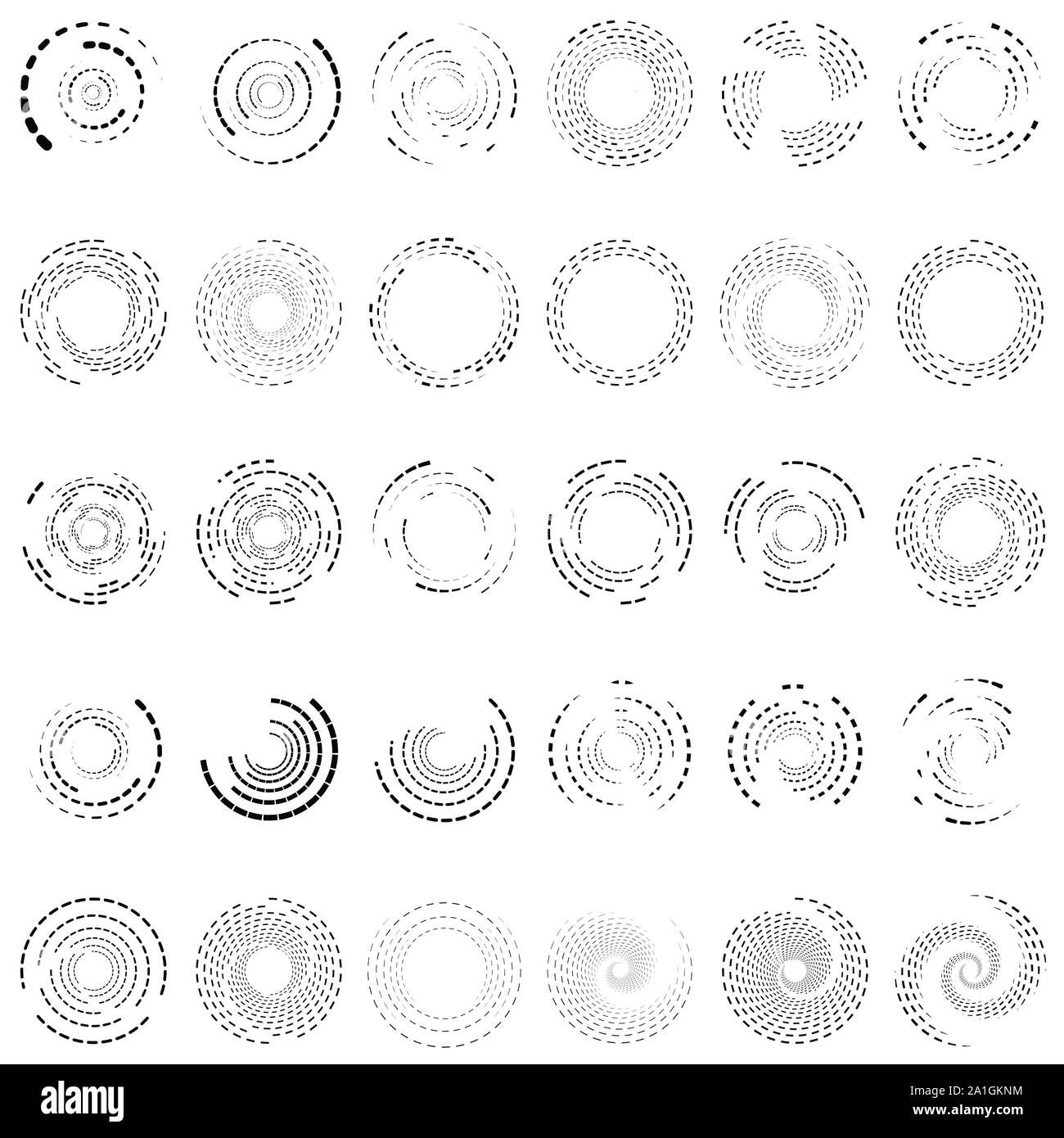 Twirl, spiral, swirl circle set of 30. Random radial, radiating ...