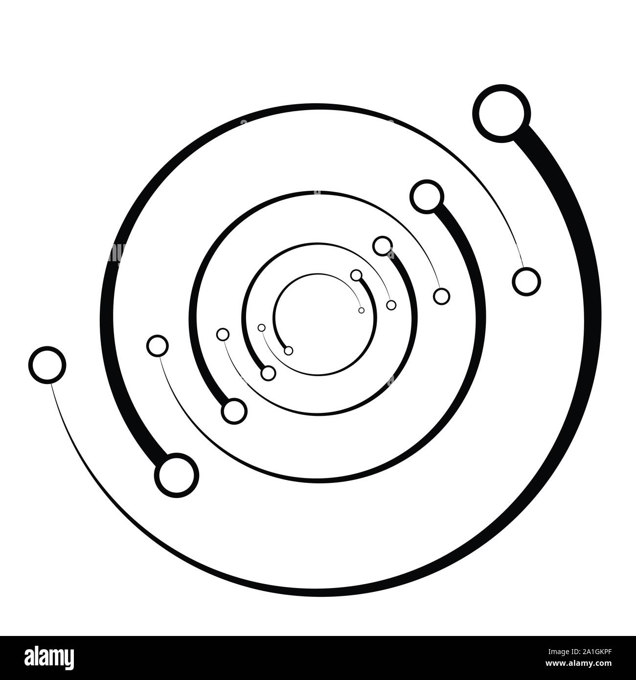 Plexus, wire-frame radial circles with nodes. Geometric spiral for ...