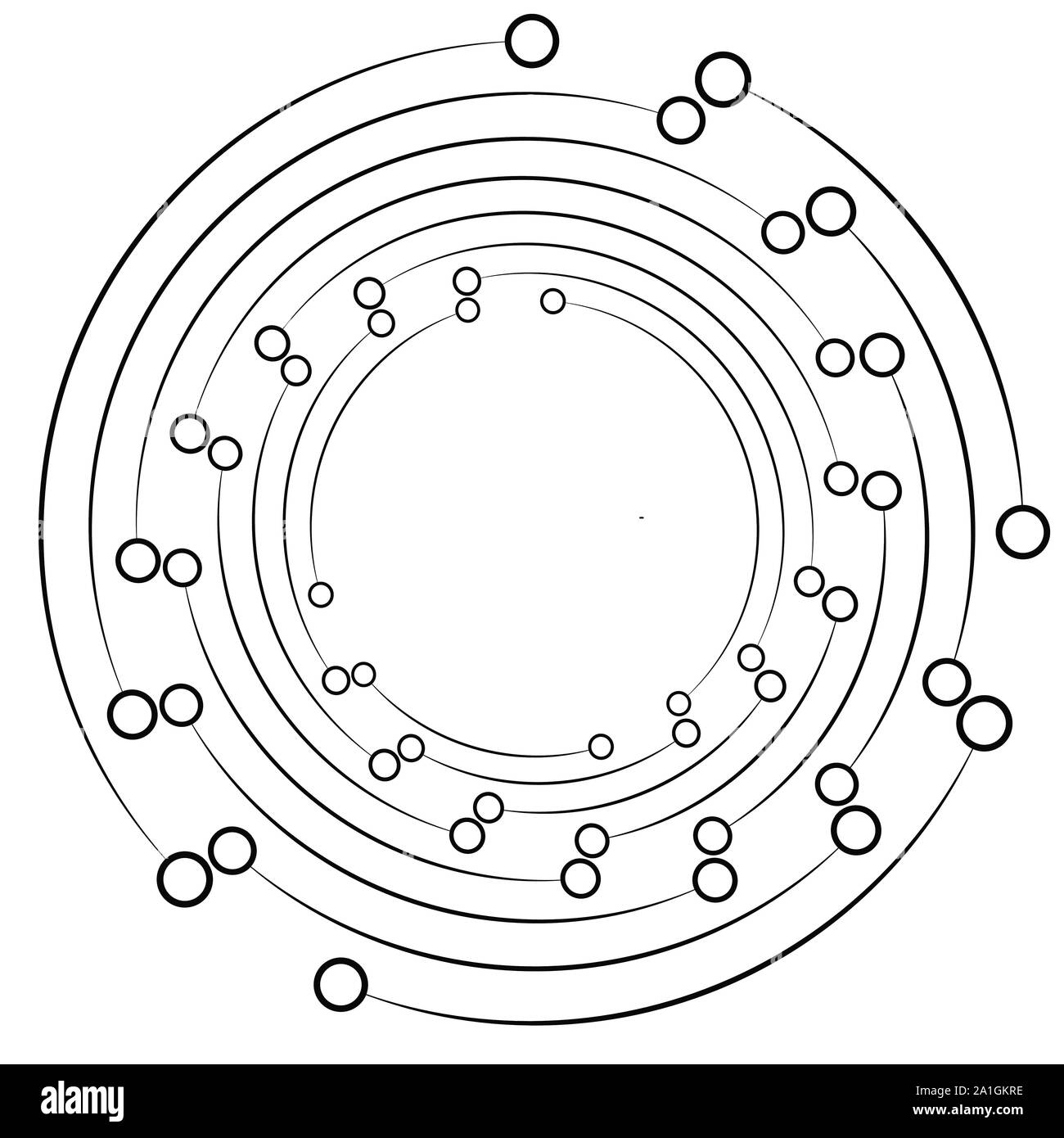 Plexus, wire-frame radial circles with nodes. Geometric spiral for ...