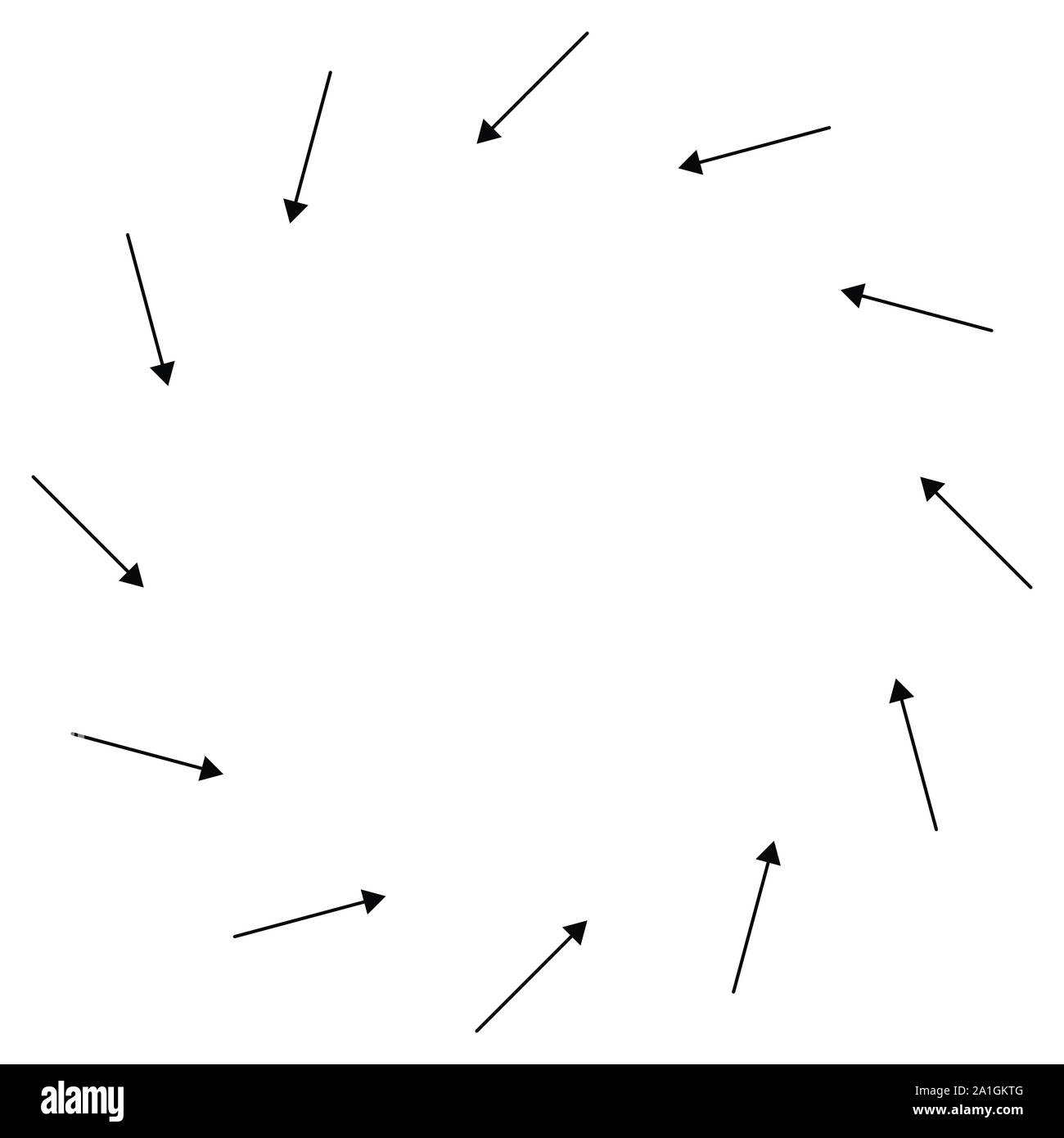 Rotate circular, radial arrows for cycle, iteration concepts. Concentric pointers for process ...