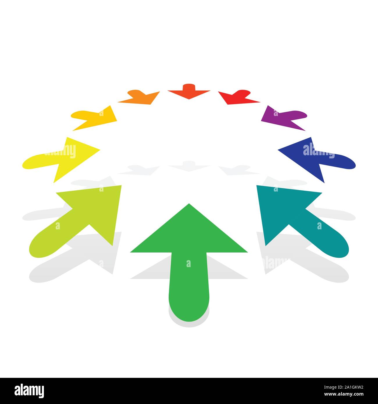 Circular, radial arrows for convergence, shrink, suction, merge ...