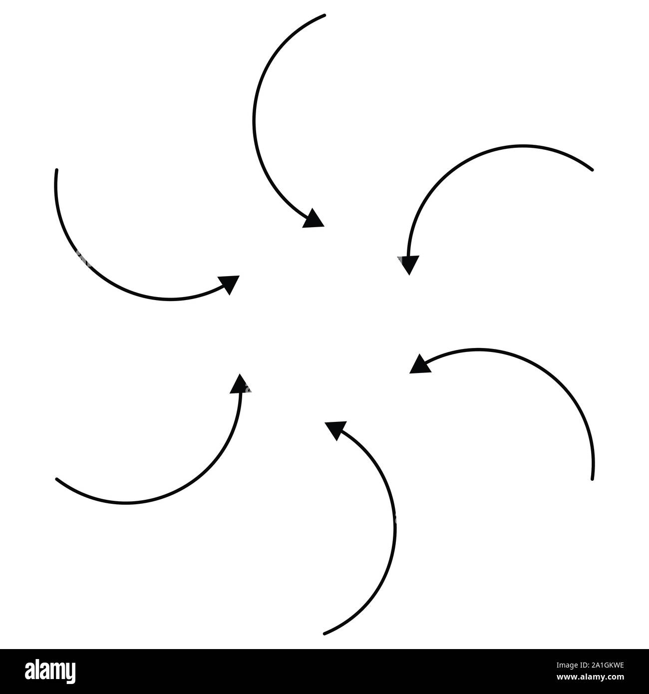 Inward circular, radial arrows for tighten, collision and collide ...