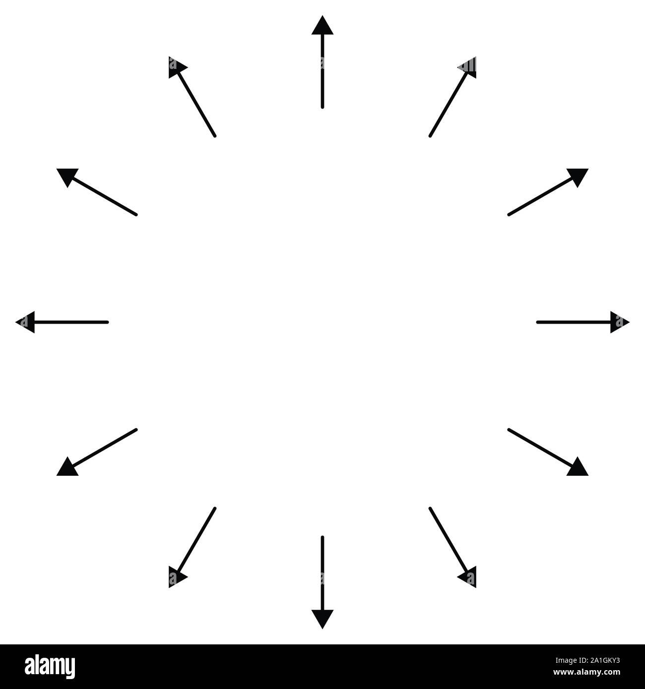 Radial, circular arrows pointing from center. Concentric pointers for ...