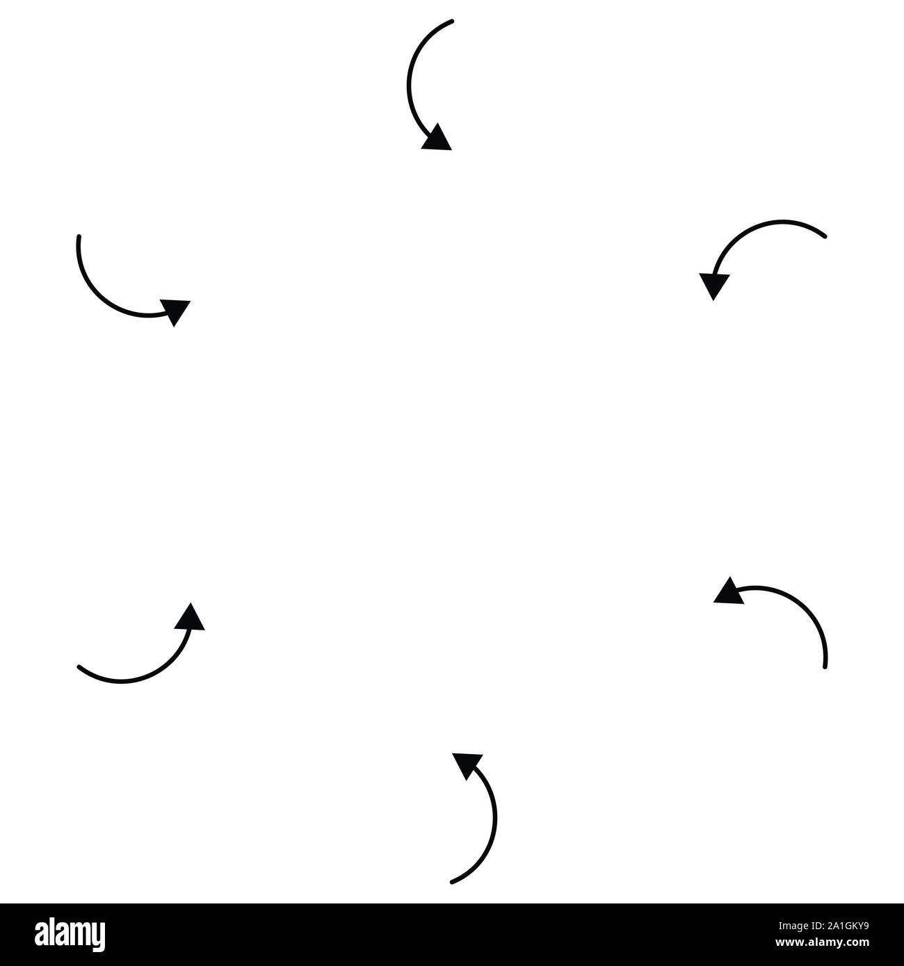 Inward circular, radial arrows for tighten, collision and collide ...