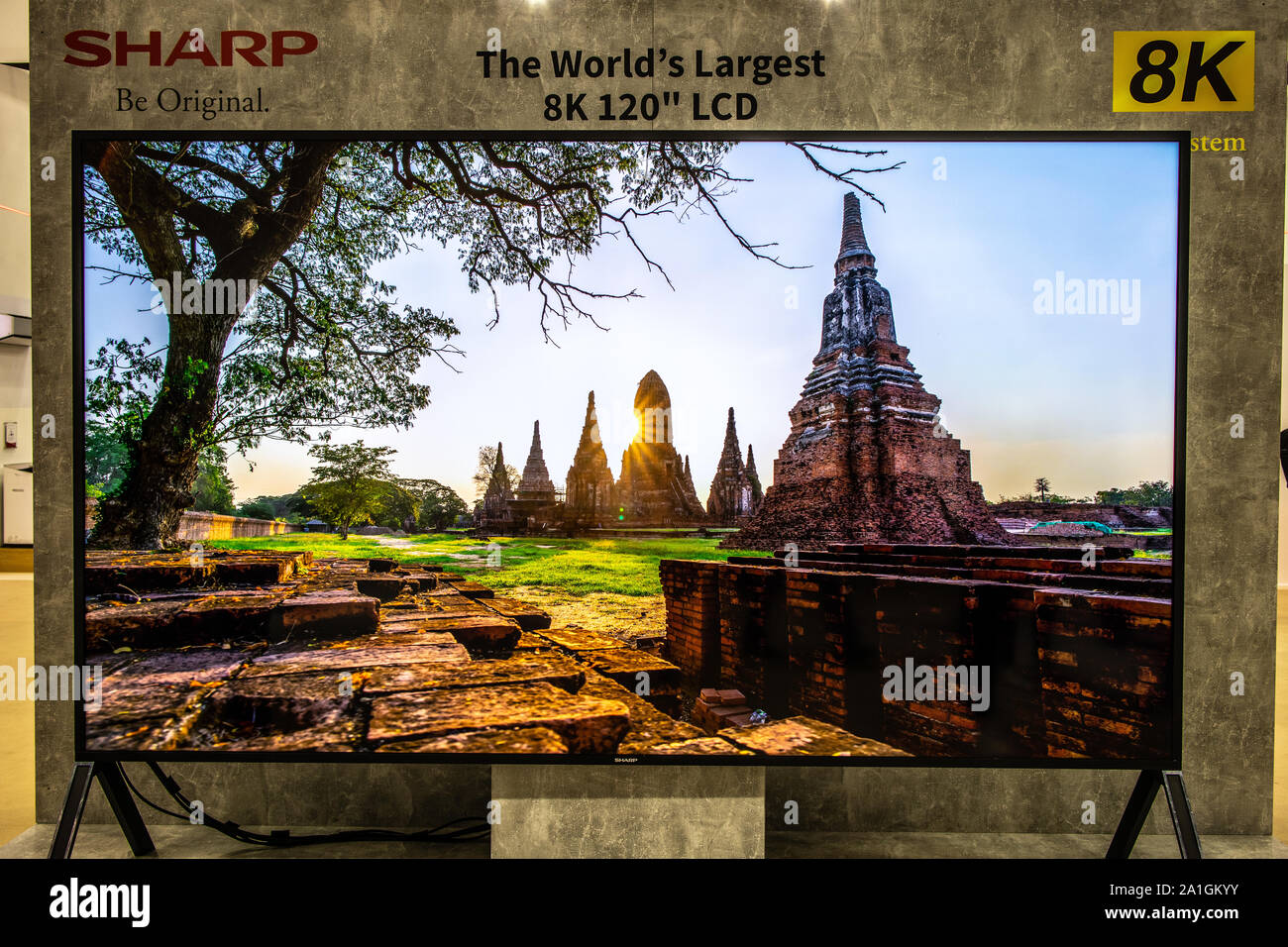 Berlin, Germany, Sep 2019, Sharp Pininfarina 8k Smart LED 120inch TV on display, Sharp ...