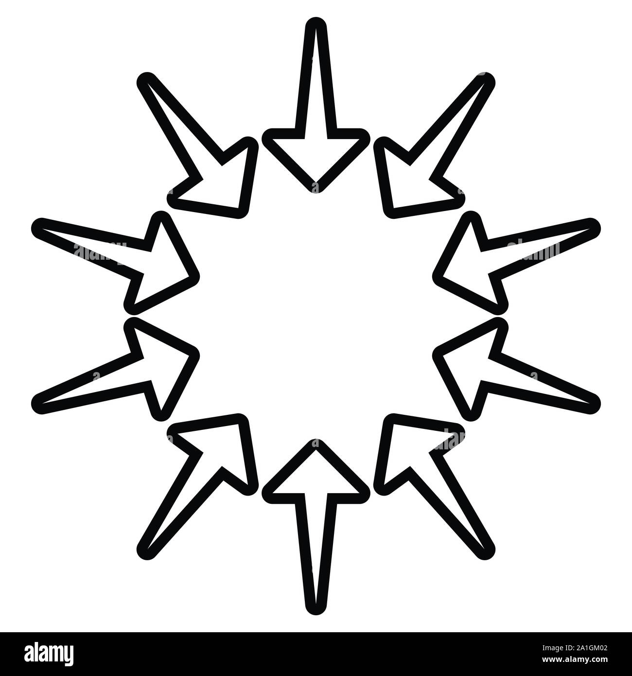 Circular, radial arrows for convergence, shrink, suction, merge ...