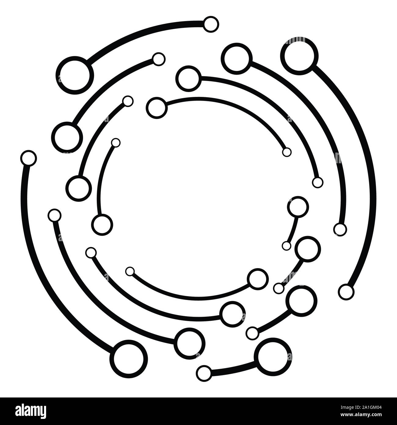 Plexus, wire-frame radial circles with nodes. Geometric spiral for ...