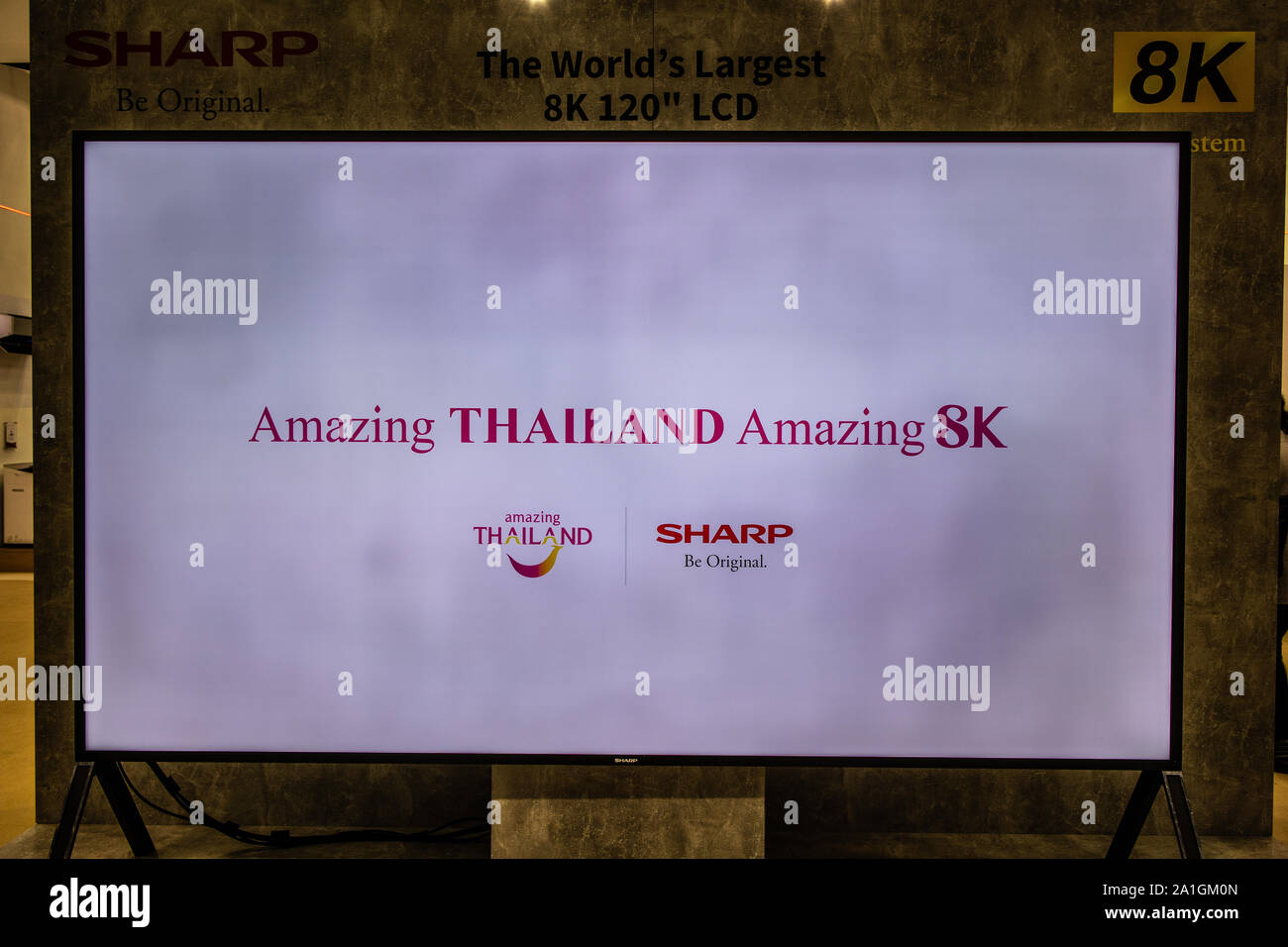 Berlin, Germany, Sep 2019, Sharp Pininfarina 8k Smart LED 120inch TV on display, Sharp ...