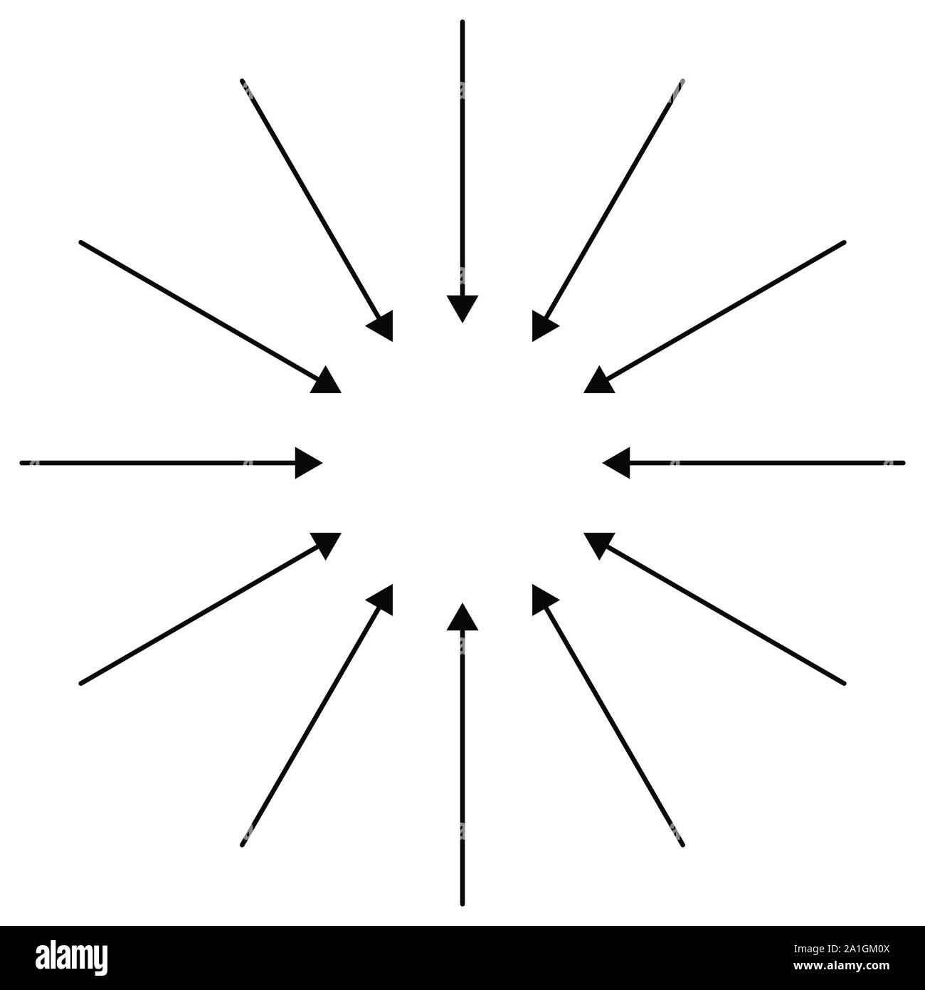Inward circular, radial arrows for tighten, collision, collide themes ...
