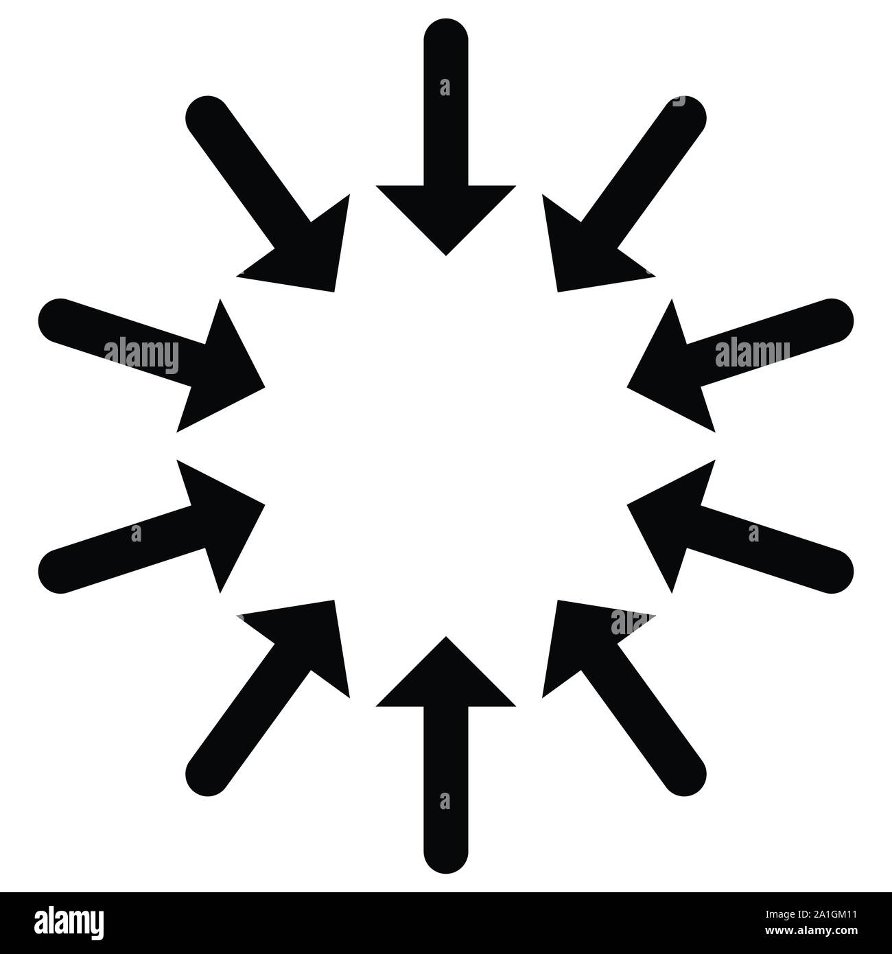 Circular, radial arrows for convergence, shrink, suction, merge ...