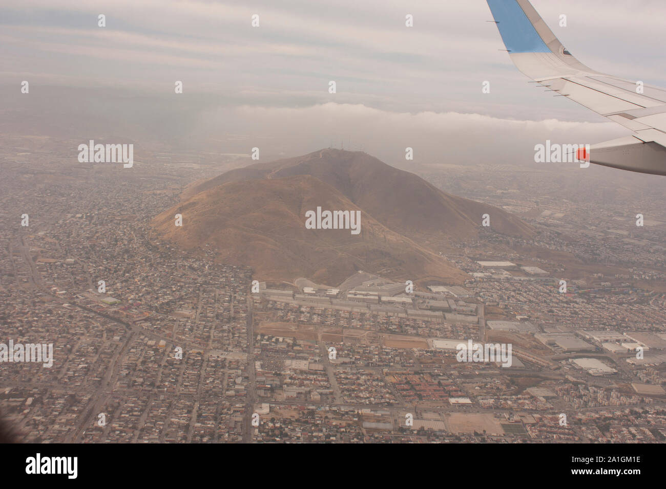 Aerial view of urban area of Tijuana Mexico from a plane flight Stock ...