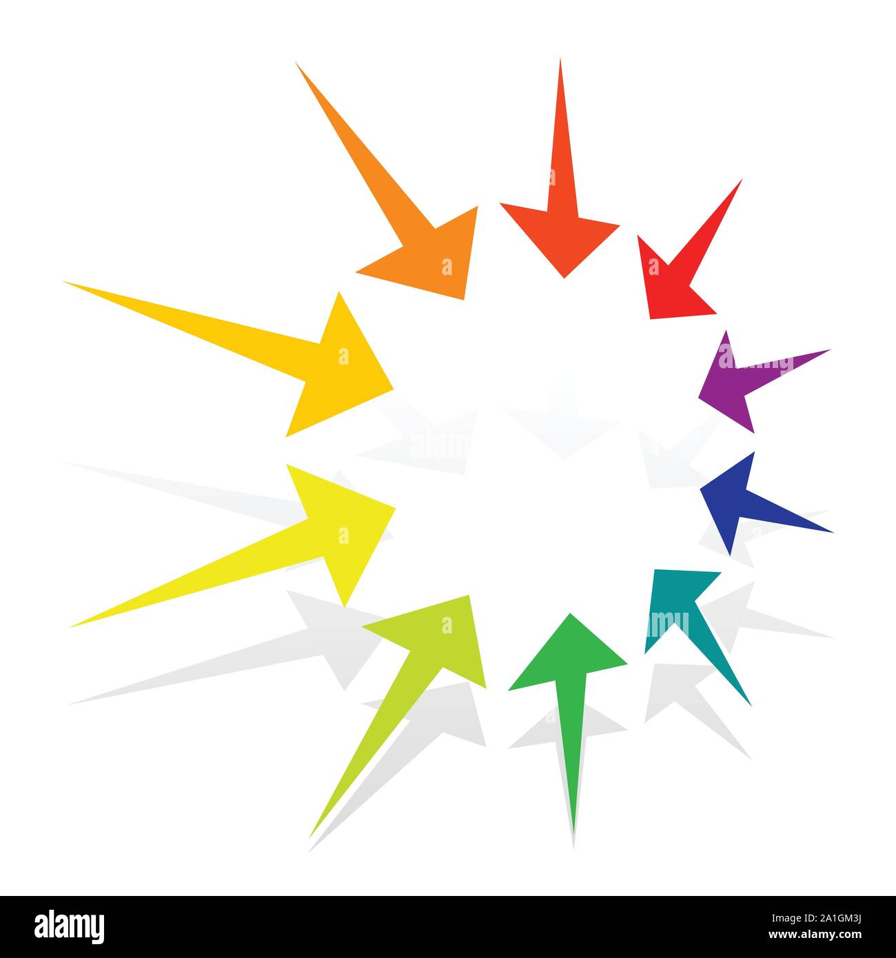 Radial, concentric arrows pointing to center, inside. Merge, resize ...