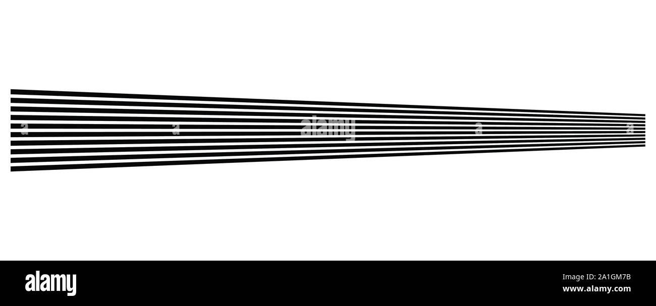 Lines, stripes in perspective. 3d strips vanishing, diminishing to ...