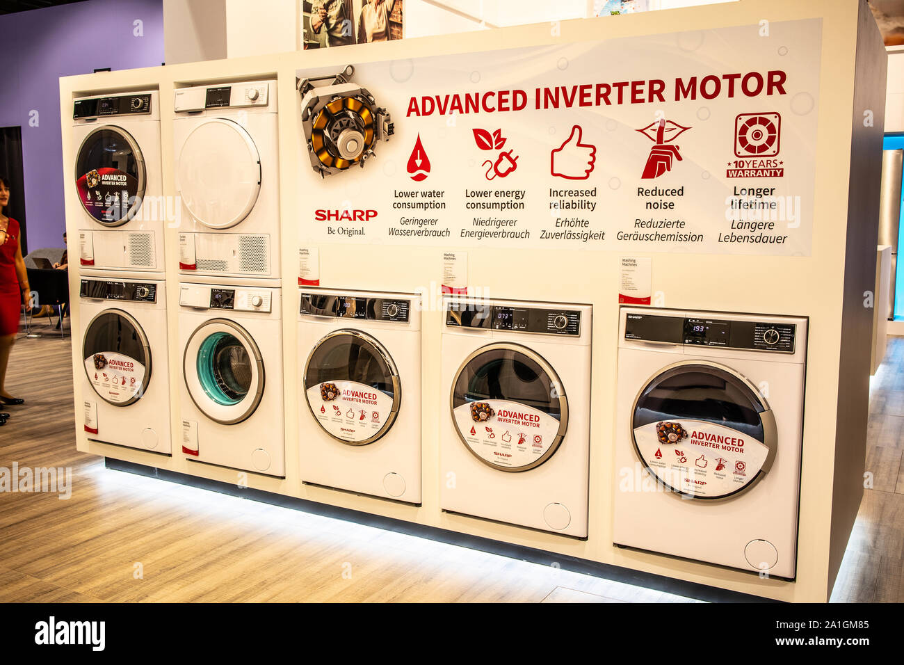 Berlin, Germany, Sep 2019, Sharp Washing Machine and tumble dryer on ...