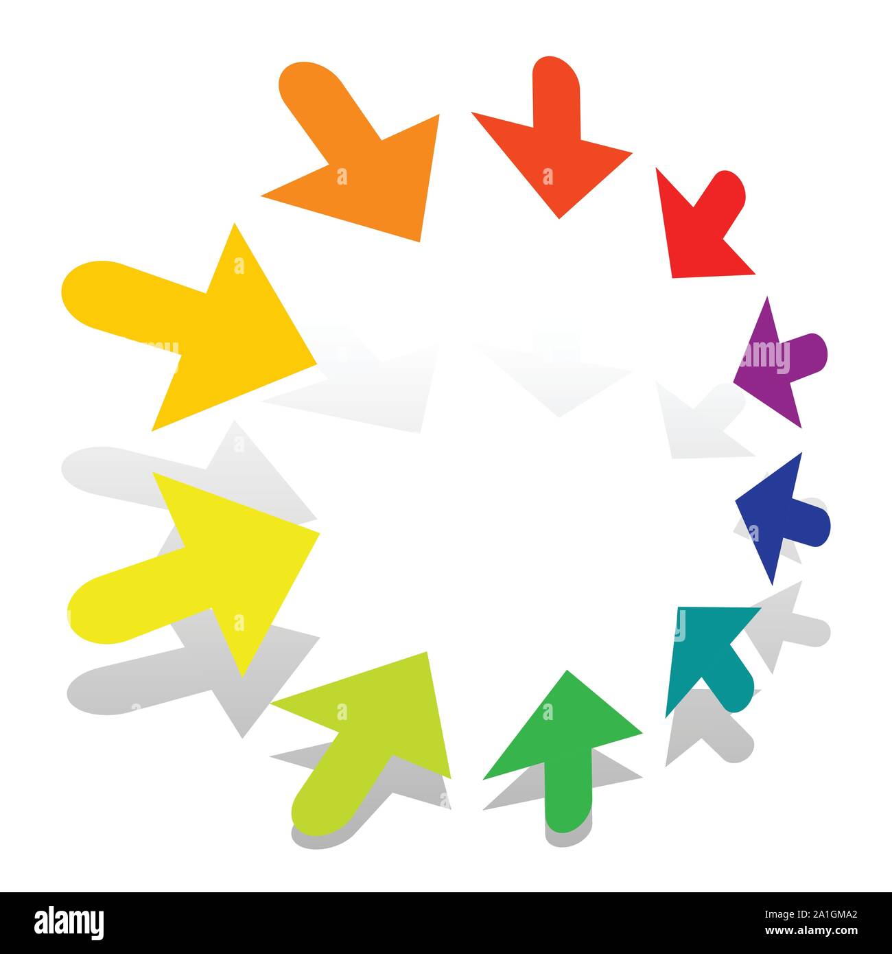 Radial, concentric arrows pointing to center, inside. Merge, resize ...