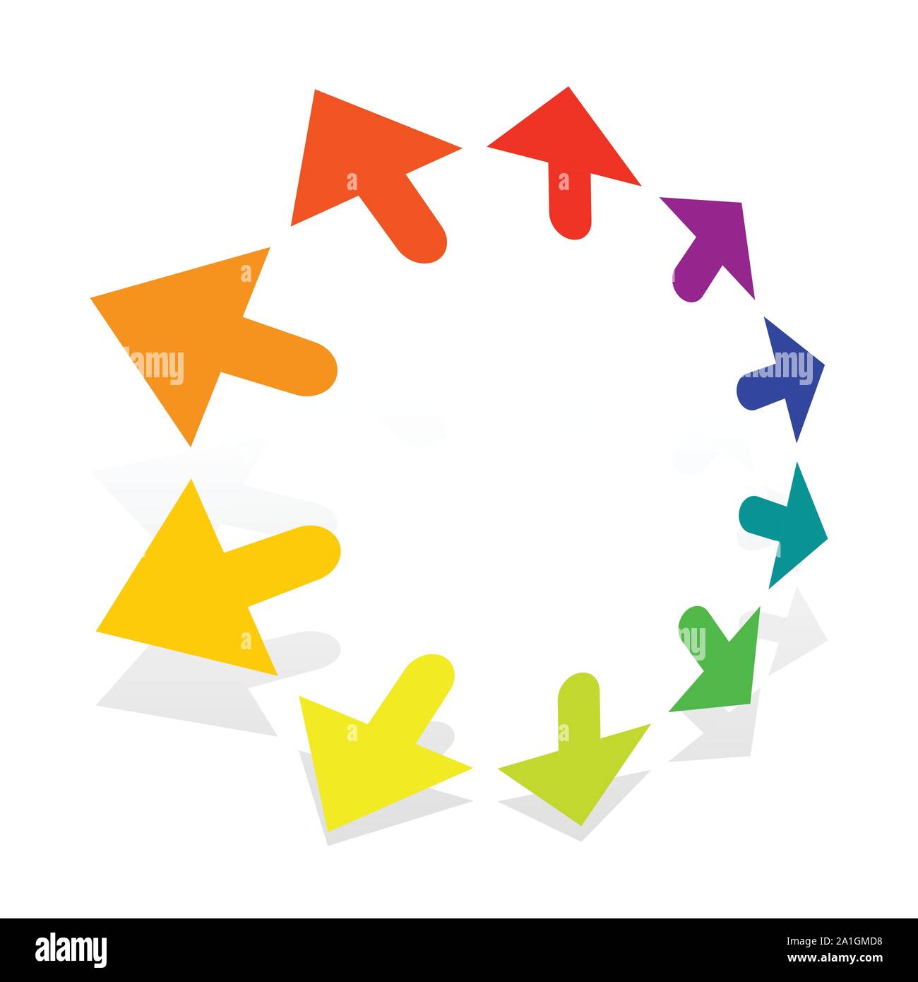 Radial, circular arrows for enlarge, expand themes. Alignment, align, maximize concepts pointers ...