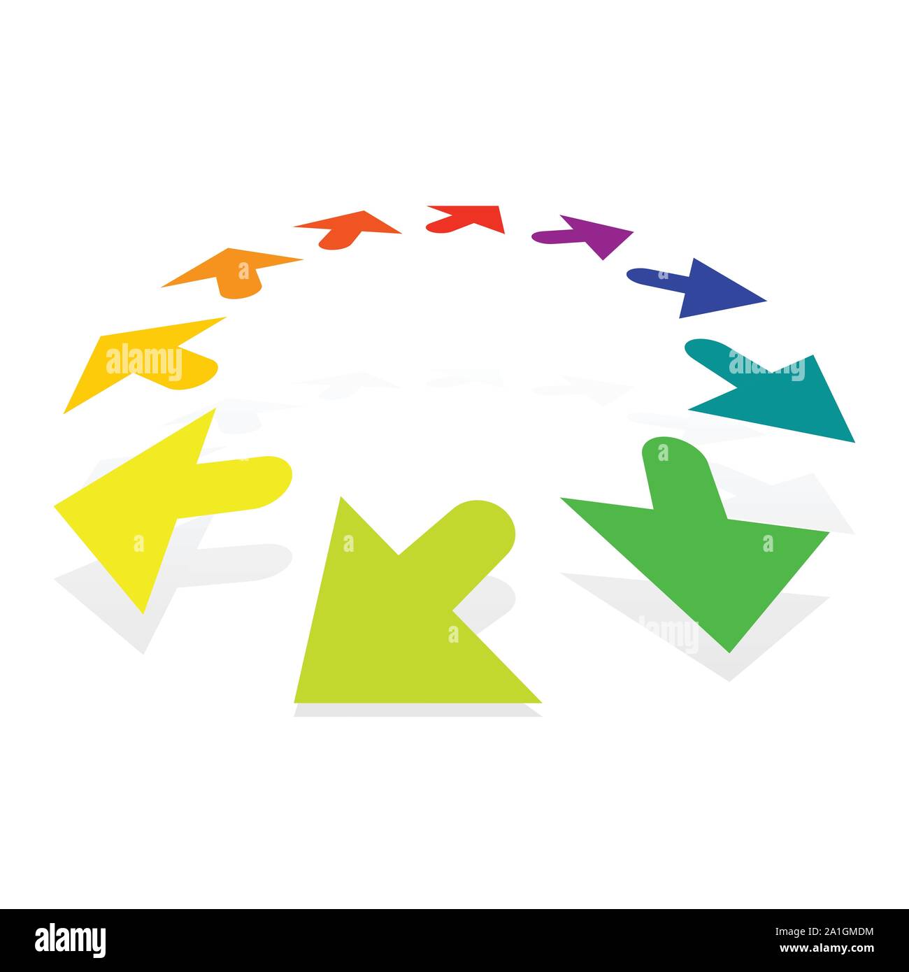 Circular, radial arrows for burst, extension, alignment themes ...