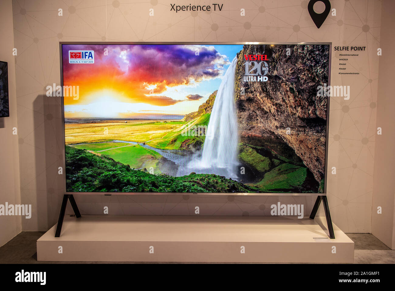 Berlin, Germany, Sep 2019, Vestel Ultra HD 120inch HDR10 Smart Premium ...
