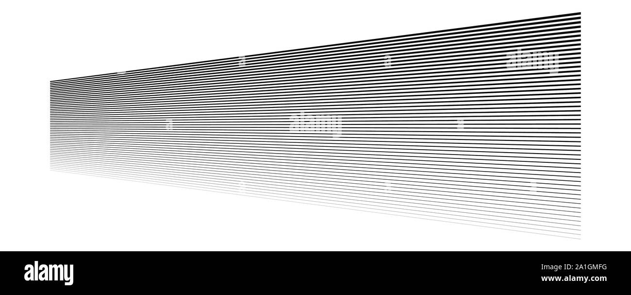 Lines, stripes in perspective. 3d strips vanishing, diminishing to ...
