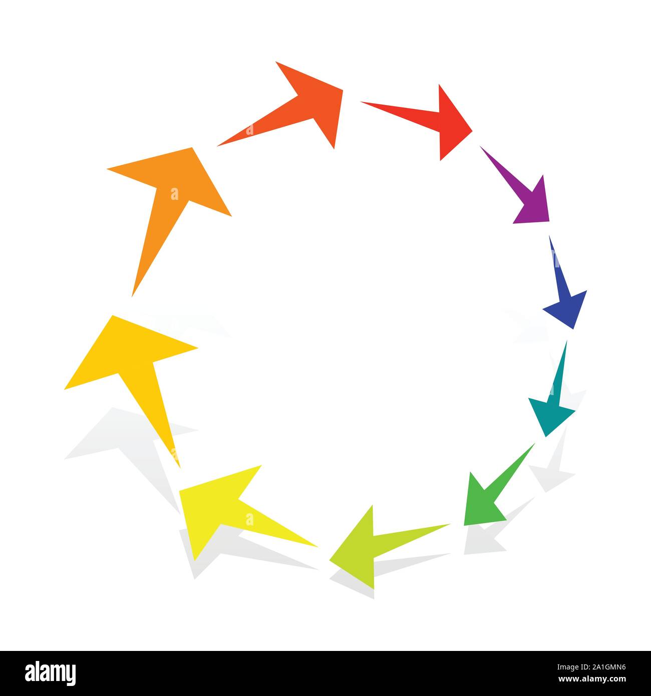 Circular, radial arrows for burst, extension, alignment themes ...