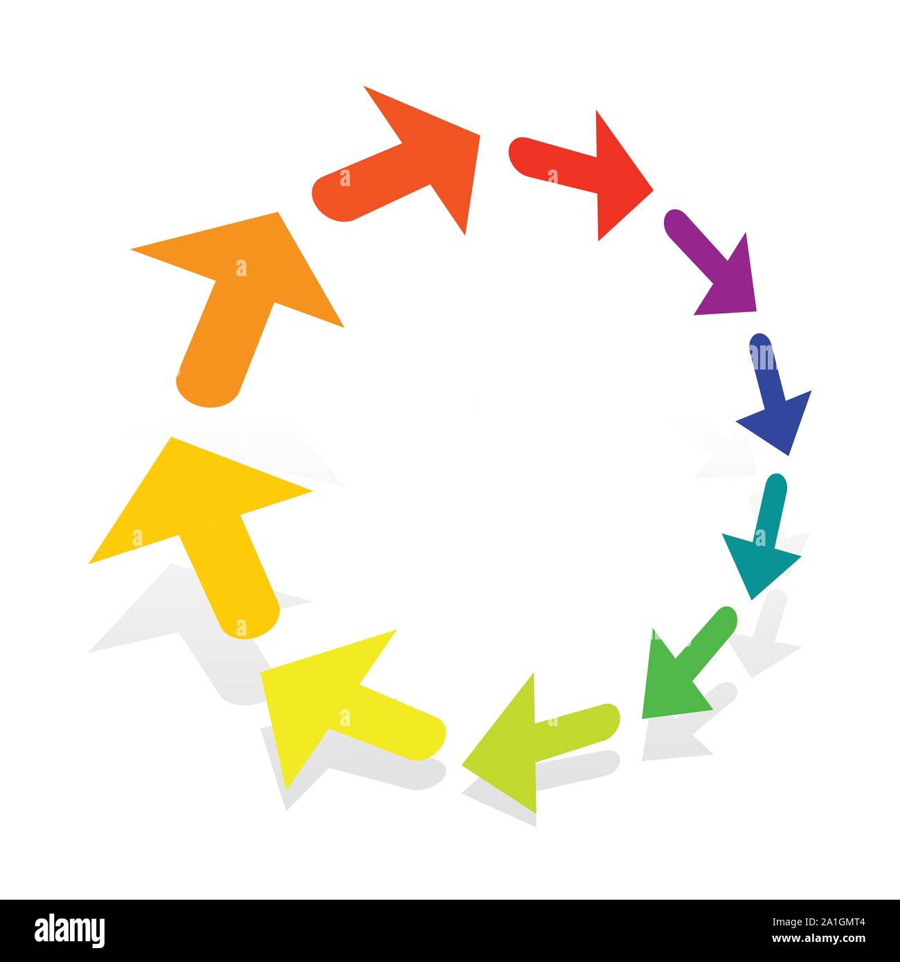Circular, radial arrows for burst, extension, alignment themes ...